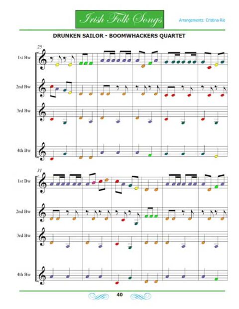 Libro de partituras "Irish Folk Songs" para Boomwhackers, campanas de ...